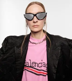 Balenciaga Side Xpander Oval Sunglasses - Black