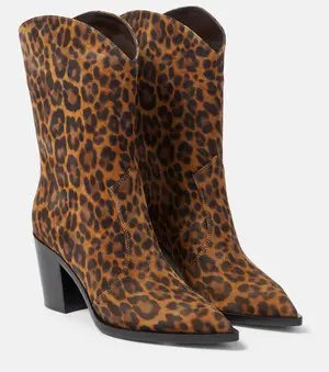 GIANVITO ROSSI Denver Leopard-print Leather Boots - Multicoloured