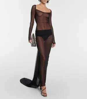 LAQUAN SMITH Sheer Mesh Gown