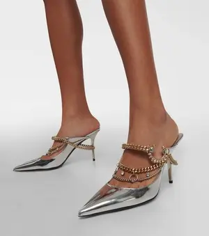 JIMMY CHOO X Jean Paul Gaultier Embellished Leather Slingback Pumps