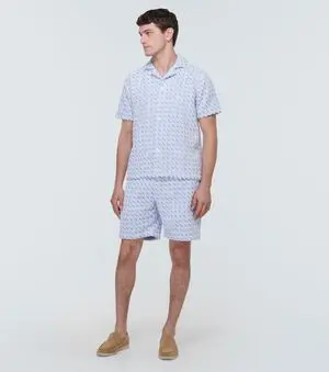 Orlebar Brown Howell Cotton Terry Bowling Shirt - Blue
