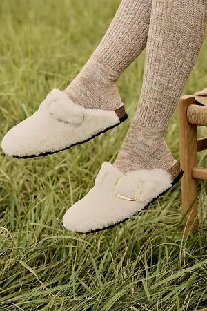 BIRKENSTOCK Boston Teddy Clogs - Cream
