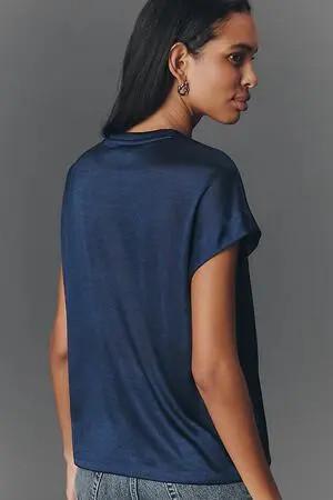 Anthropologie Silky Shimmer Tee - Azurite