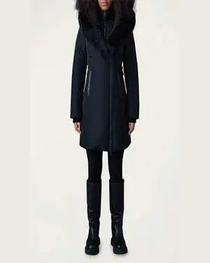 Mackage Kay Layered Parka Coat With Shearling Trim