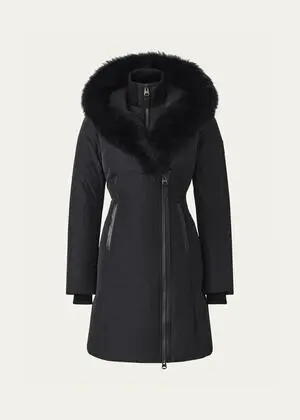 Mackage Kay Layered Parka Coat With Shearling Trim