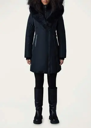 Mackage Kay Layered Parka Coat With Shearling Trim
