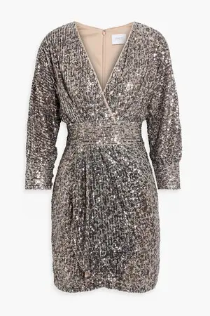 One33 Social Wrap-Effect Sequined Tulle Mini Dress In Silver - 70% Off |  Editorialist