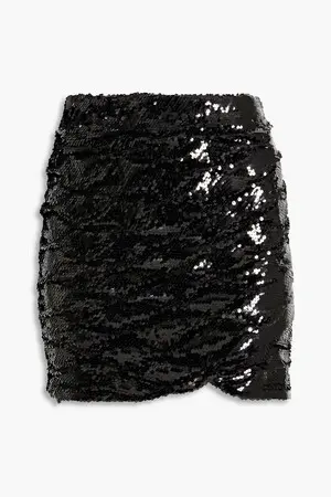 Ronny Kobo Balissa Ruched Sequined Mini Skirt