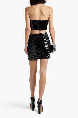 Ronny Kobo Balissa Ruched Sequined Mini Skirt