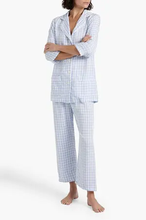 Sleeper Party Checked Featherembellished Twill Pajama Set