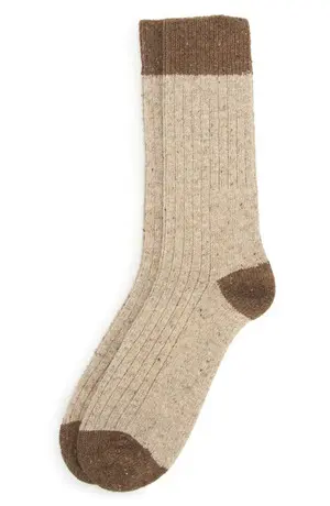 Barbour Houghton Wool Blend Boot Socks - Biscuit