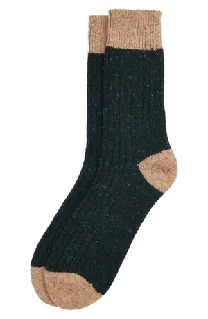 Barbour Houghton Wool Blend Boot Socks - Evergreen/sandstone