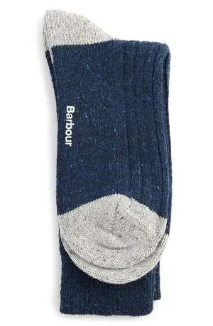 Barbour Houghton Wool Blend Boot Socks - Navy/grey