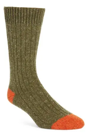 Barbour Barbour Houghton Wool-Blend Tweed Socks Olive/burnt Orange