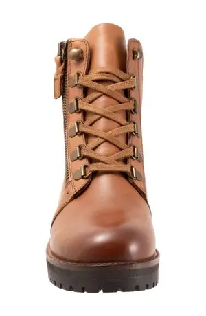Softwalk Everett Leather Combat Boots - Luggage Leather