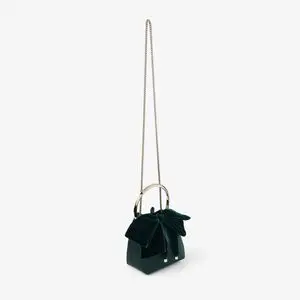 JIMMY CHOO Bon Bon Satin Bucket Bag With Velvet Bow Green