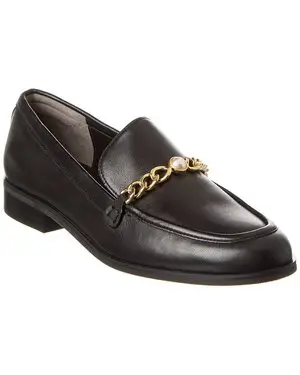 STUART WEITZMAN Stuart Weitzman Owen Pearl Chain Leather Loafer - Black