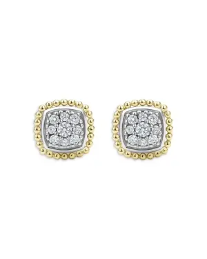 Lagos 18k Yellow Gold & Sterling Diamond Stud Earrings