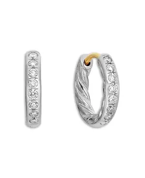 David Yurman Sculpted Cable Huggie Hoop Earrings - Silver