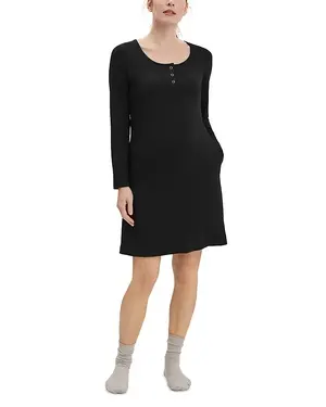 NOM MATERNITY Heart On Your Sleeve Henley Nursing Nightgown - Black