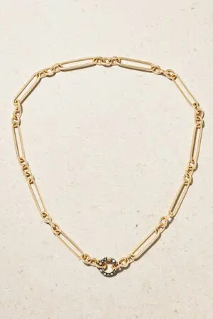 LUCY DELIUS Trombone Rhodium-plated Diamond Necklace - Gold