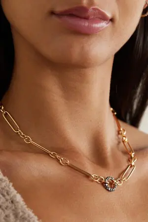 LUCY DELIUS Trombone Rhodium-plated Diamond Necklace