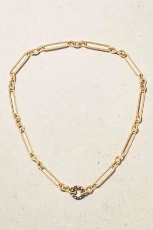 LUCY DELIUS Trombone Rhodium-plated Diamond Necklace