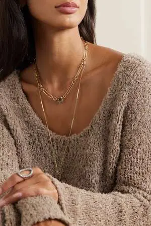 LUCY DELIUS Trombone Rhodium-plated Diamond Necklace