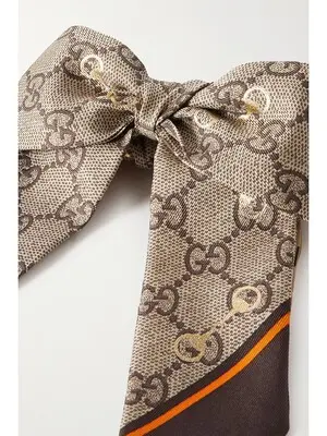 Gucci Gg Printed Silk Hair Tie And Scrunchie Set