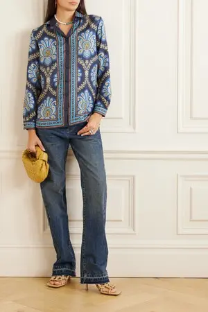 Etro Printed Silk-twill Shirt - Blue