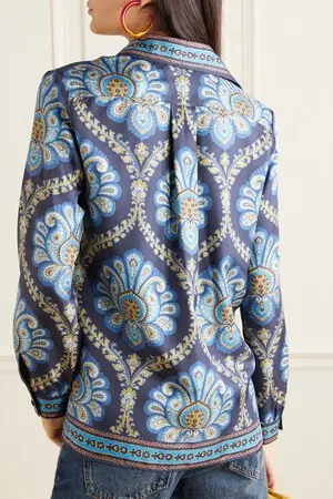 Etro Printed Silk-twill Shirt - Blue