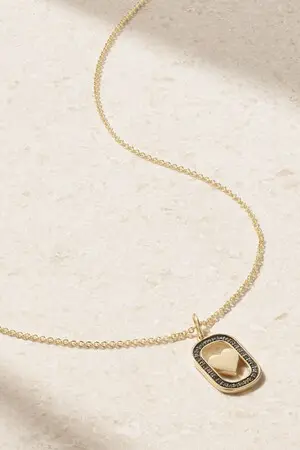 SYDNEY EVAN Heart Open Icon Charm Diamond Necklace - Gold