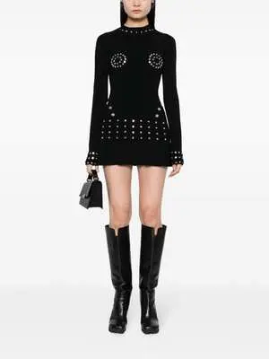 Off-White Eyelet-embellished Minidress - Black
