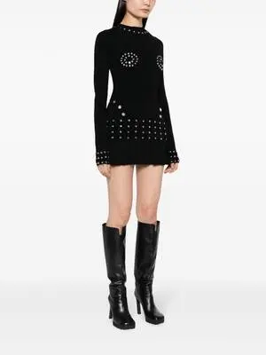 Off-White Eyelet-embellished Minidress - Black