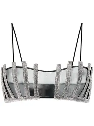 NUE Lotus Rhinestone-embellished Top - Black