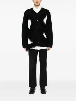 Comme Des Garçons Fringed Cut-out Wool Cardigan
