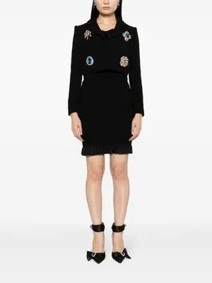 Moschino Crystal-embellished Wool-blend Cropped Jacket