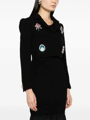 Moschino Crystal-embellished Wool-blend Cropped Jacket
