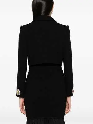 Moschino Crystal-embellished Wool-blend Cropped Jacket