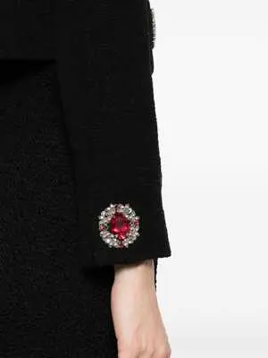 Moschino Crystal-embellished Wool-blend Cropped Jacket