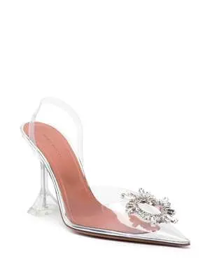 Amina Muaddi Begum Glass Slingback Pumps - Neutrals