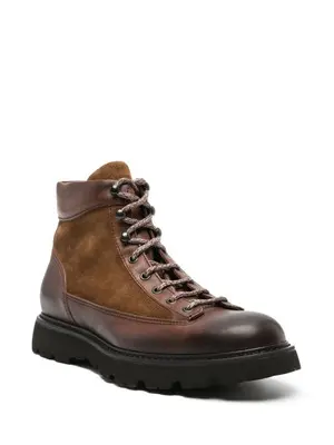 DOUCAL'S Panelled Lace-up Ankle Boots