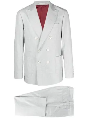 Brunello Cucinelli Double-breasted Flannel Suit - Grey