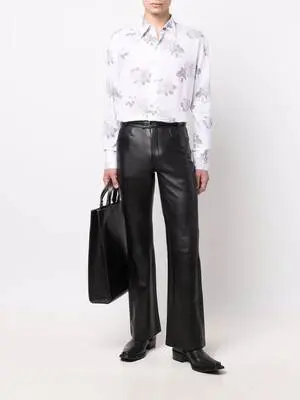 ERNEST W. BAKER Leather Flare-leg Trousers