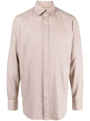 BOSS Mélange-effect Spread-collar Shirt