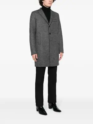 Harris Wharf London Herringbone Single-breasted Coat - Grey