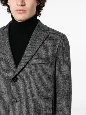 Harris Wharf London Herringbone Single-breasted Coat - Grey