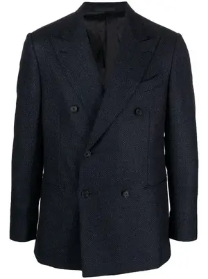 Caruso Textured Wool-blend Double-breasted Blazer