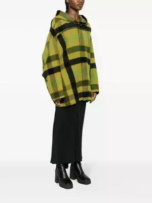 Rick Owens Checked Hooded Wool Jacket