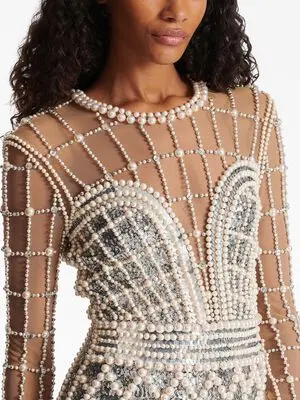 Balmain Embellished Beaded Minidress - Silver